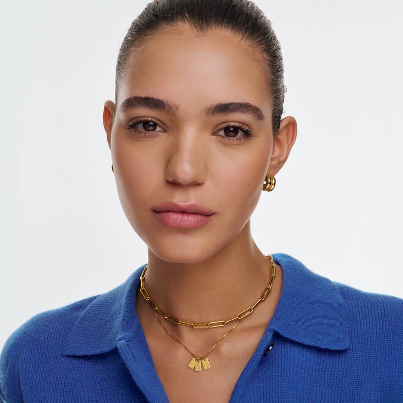 Willow Tag Initial Necklace - Gold Vermeil - Oak & Luna