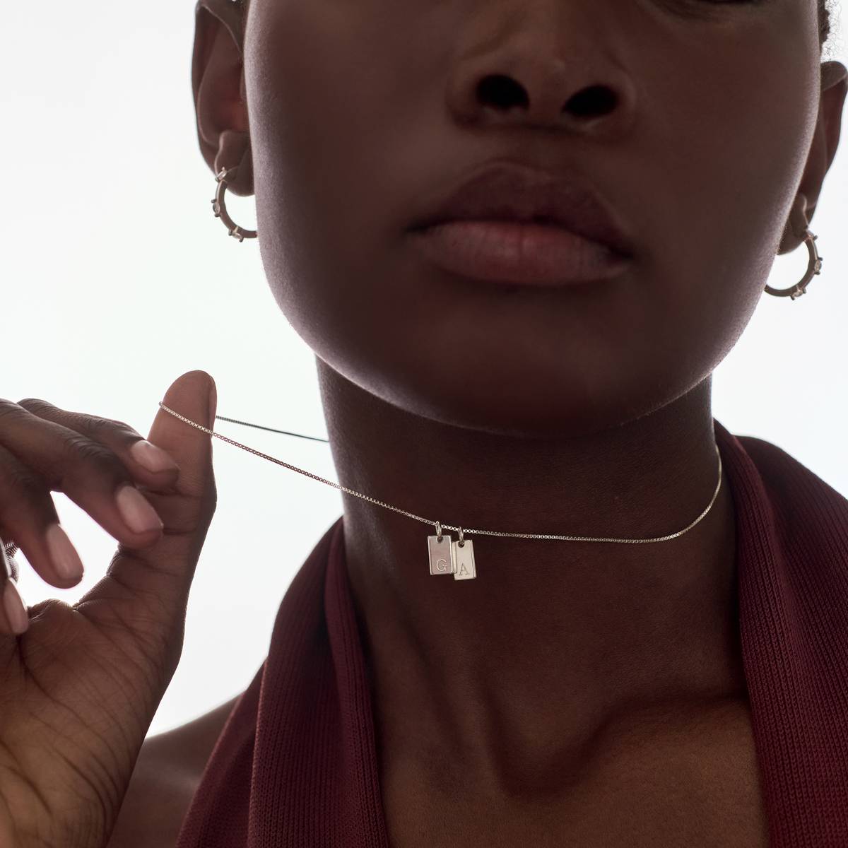 Willow Tag Initial Necklace - Silver - Oak & Luna