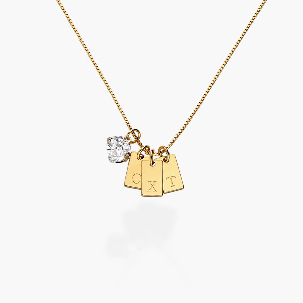 Willow Tag Initial Necklace With 1 ct Diamond - Gold Vermeil - Oak & Luna