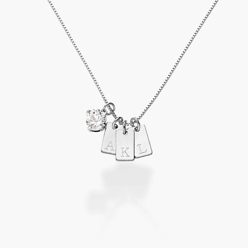 Willow Tag Initial Necklace With 1 ct Diamond - Silver - Oak & Luna