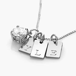 Willow Tag Initial Necklace With 1ct Diamond - Silver - Oak & Luna