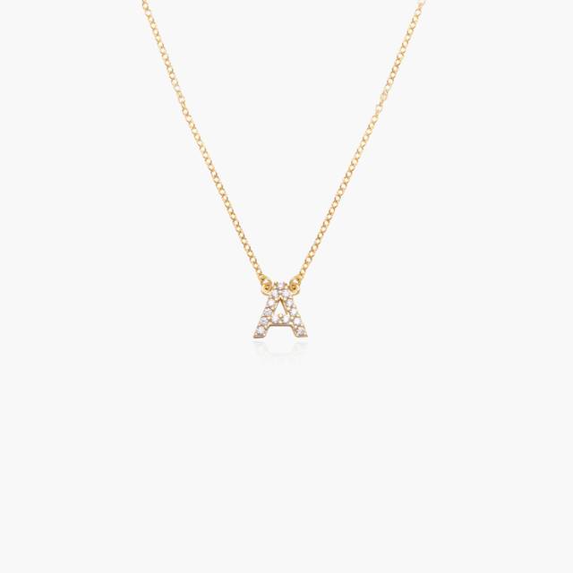 Zoe Cubic Zirconia Initial Necklace - 14k Solid Gold - Oak & Luna