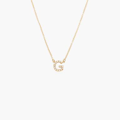 Zoe Initial Necklace with Diamonds - Gold Vermeil - Oak & Luna