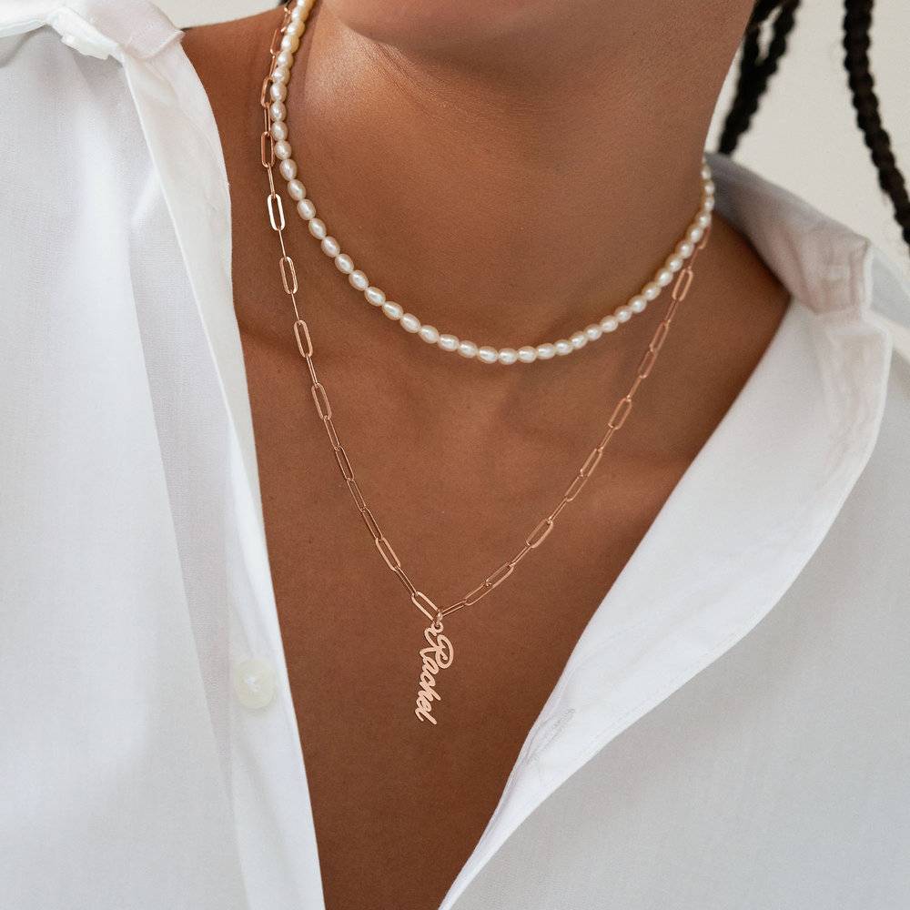 Bailey Link Chain Name Necklace - Rose Gold Vermeil - Oak & Luna