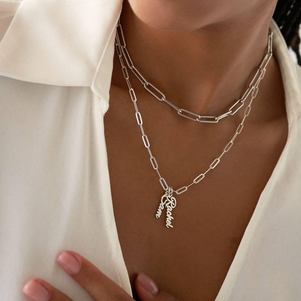 Bailey Link Chain Name Necklace - Silver - Oak & Luna