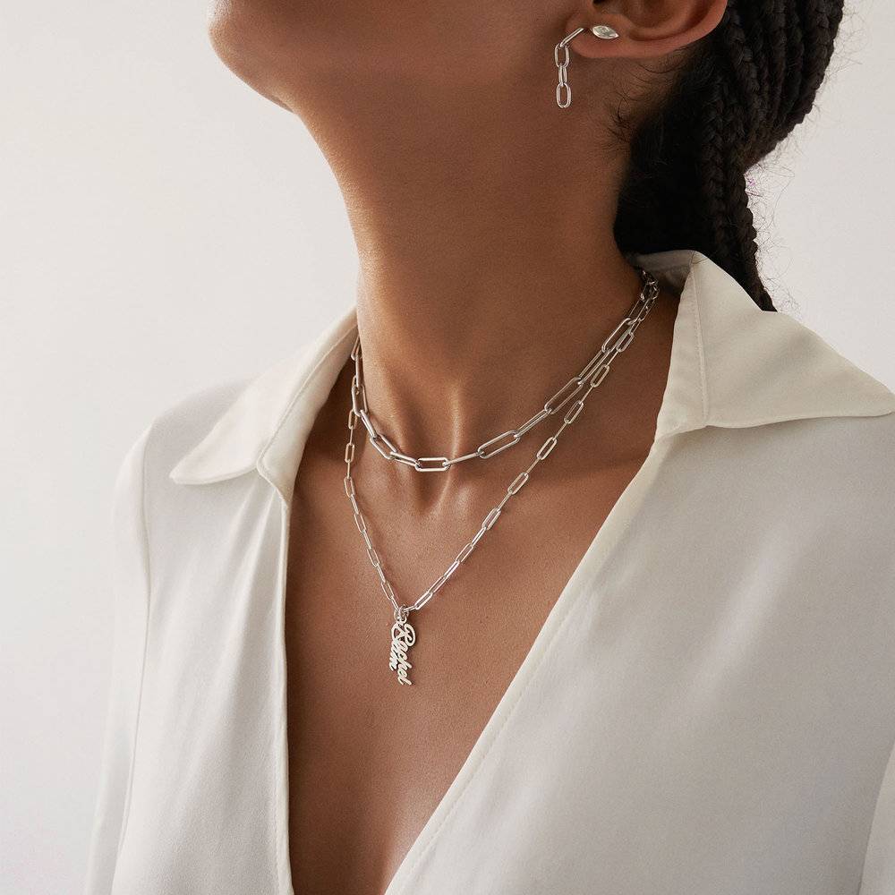 Bailey Link Chain Name Necklace - Silver - Oak & Luna