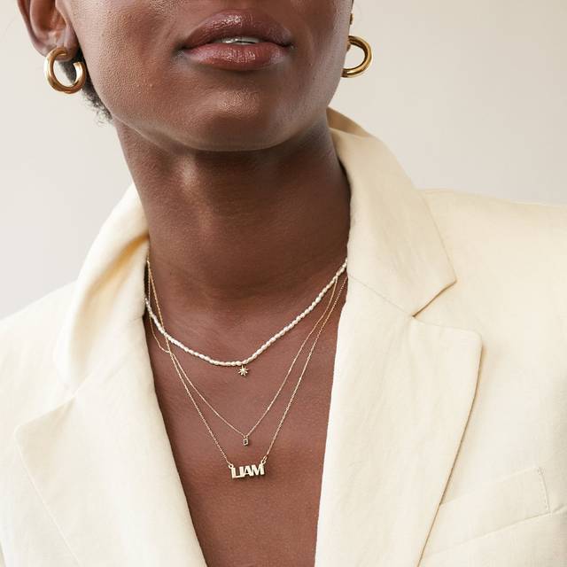 Gatsby Name Necklace - 10K Solid Gold - Oak & Luna