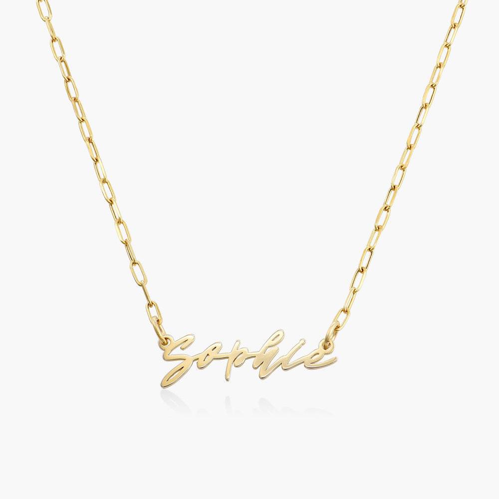 Coco Name Link Necklace - 14K Solid Gold - Oak & Luna