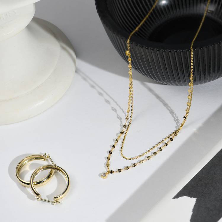 Double Chain Necklace - Gold Plating - Oak & Luna