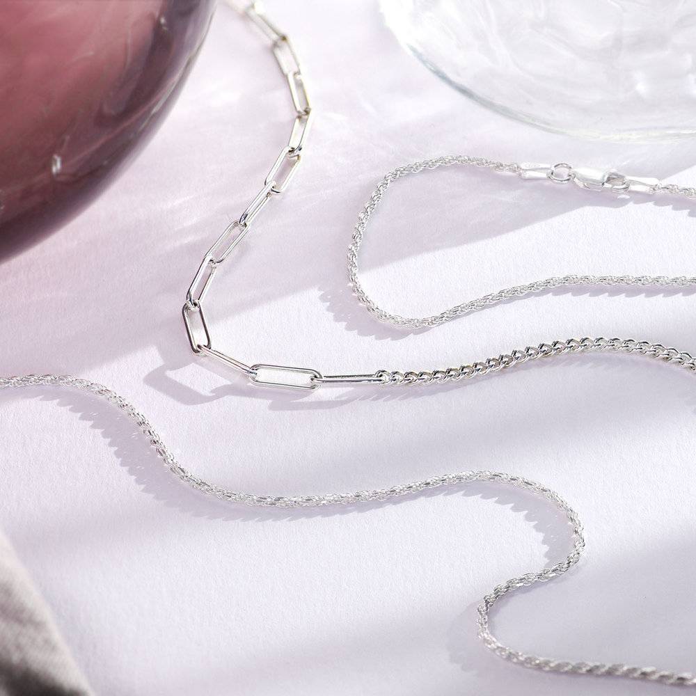 Half Gourmette & Half Link Chain Necklace - Silver - Oak & Luna