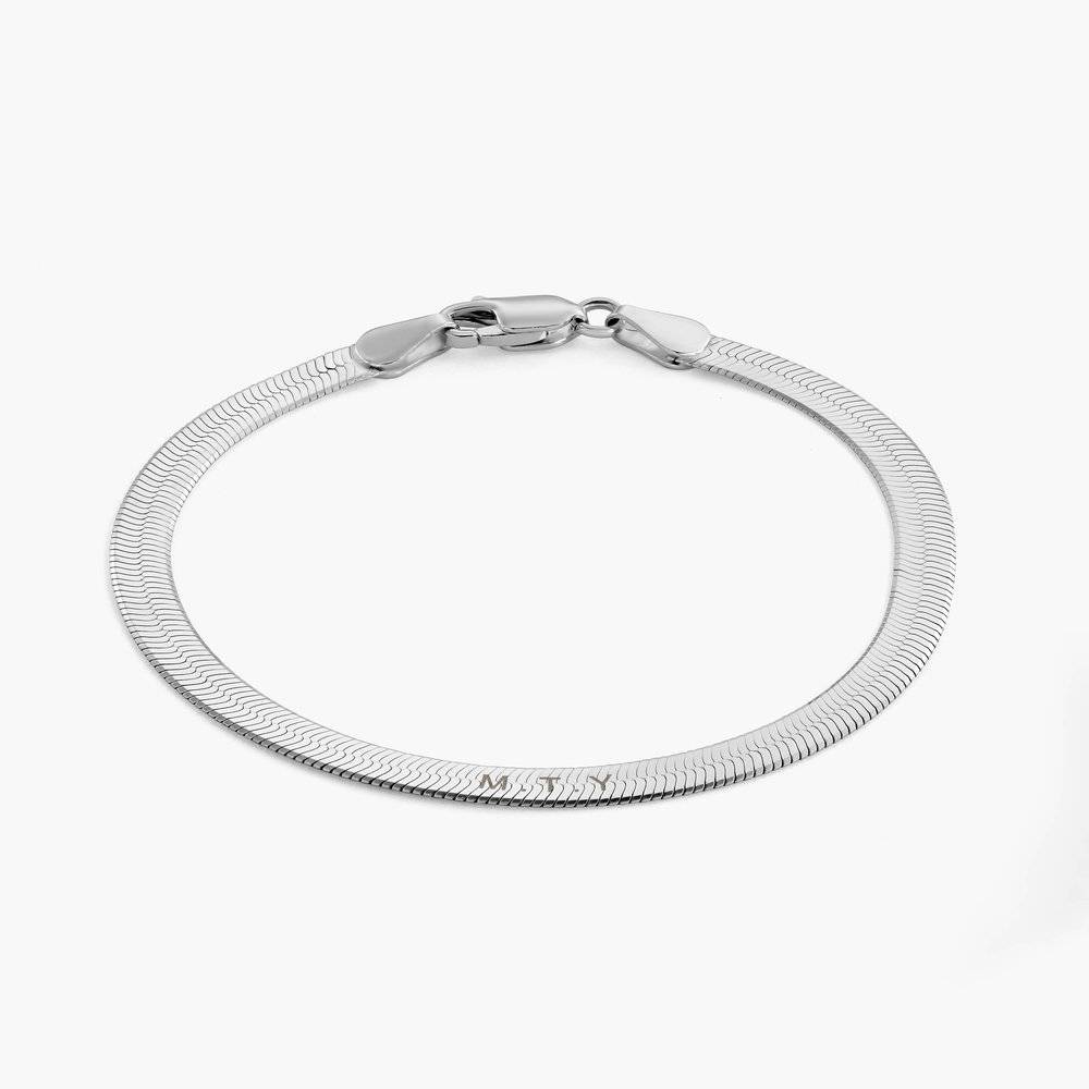 Herringbone Engraved Bracelet - Silver - Oak & Luna