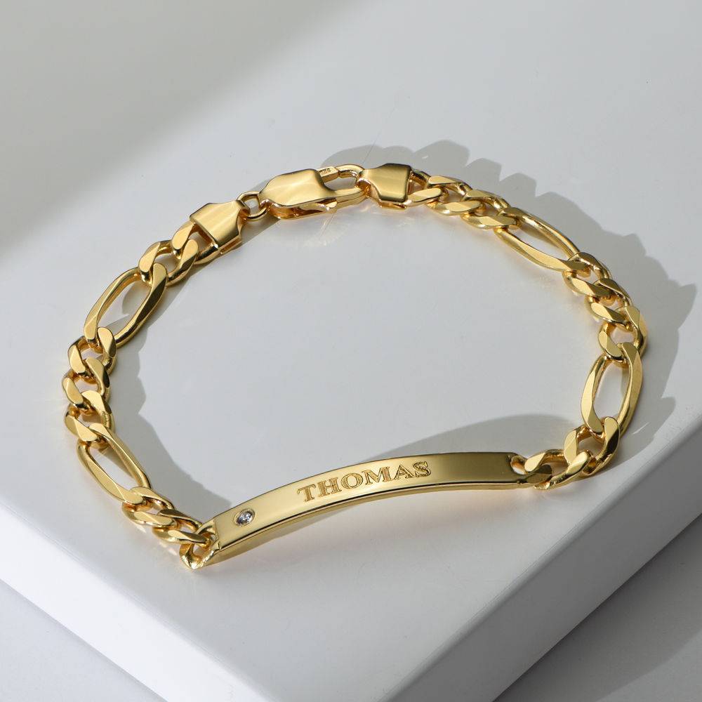 ID Bracelet for Men with Diamond - Gold Vermeil - Oak & Luna