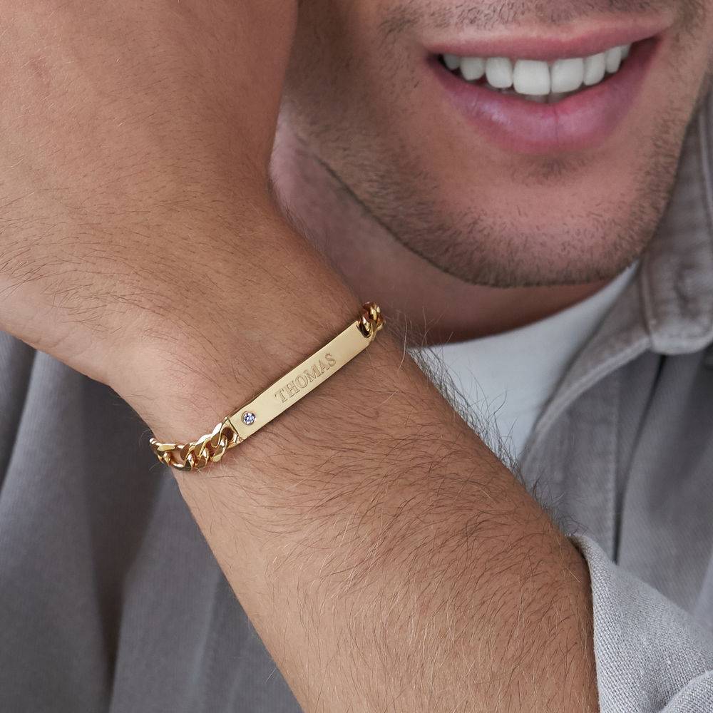 ID Bracelet for Men with Diamond - Gold Vermeil - Oak & Luna