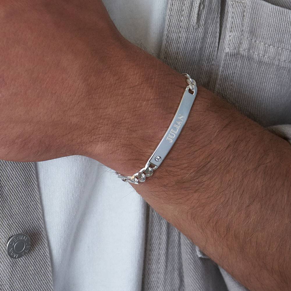 ID Bracelet for Men with Diamond - Silver - Oak & Luna