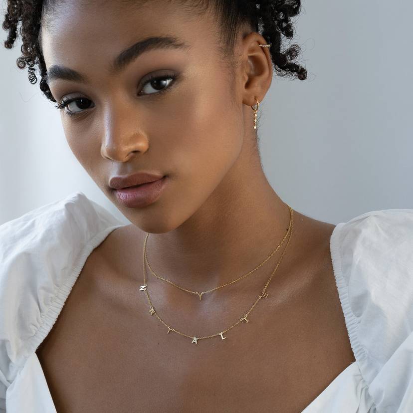 Inez Initial Necklace - 14K Solid Gold - Oak & Luna