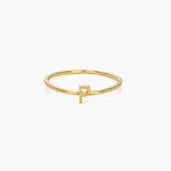 Stackable Inez Initial Ring - 14K Solid Gold - Oak & Luna