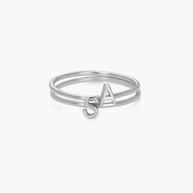 Stackable Inez Initial Ring - Silver - Oak & Luna
