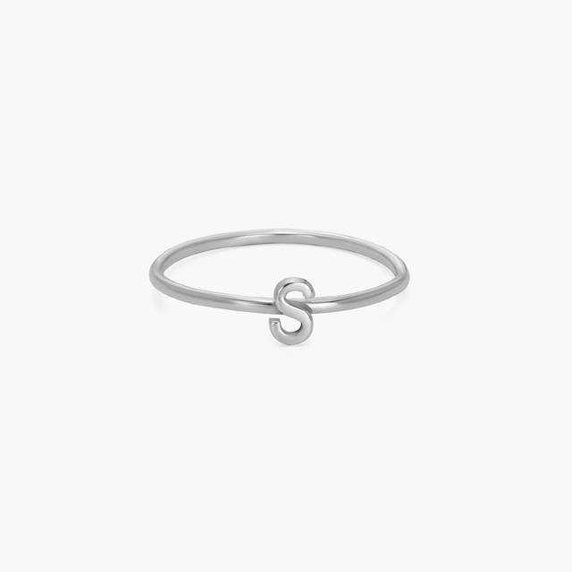 Stackable Inez Initial Ring - Silver - Oak & Luna