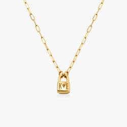 Initial Lock Necklace - Gold - Oak & Luna