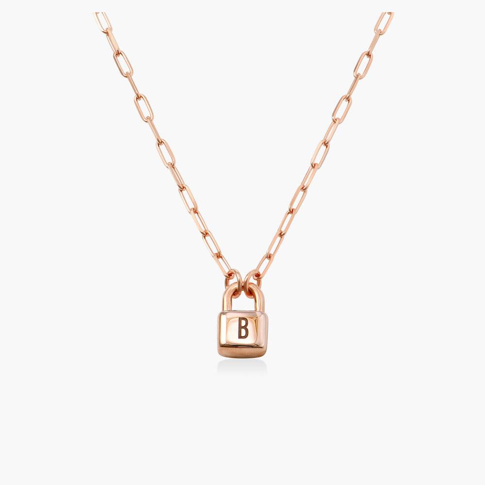 Initial Lock Necklace - Rose Gold Vermeil - Oak & Luna