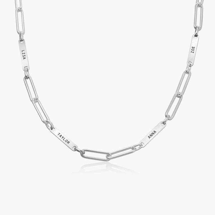 Ivy Name Paperclip Chain Necklace - Silver - Oak & Luna