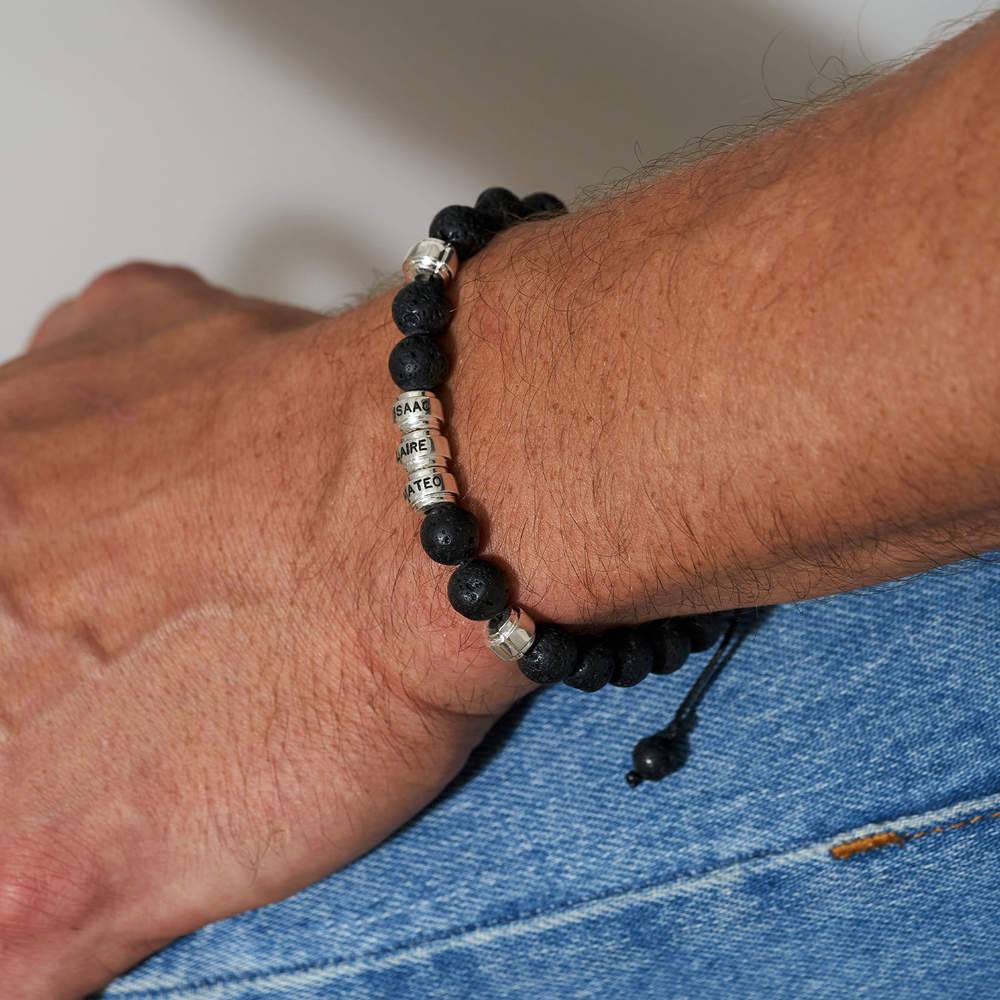Lava Stones & Custom Beads - Men's Beaded Bracelet - Oak & Luna