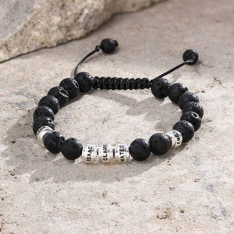 Lava Stones & Custom Beads - Men's Beaded Bracelet - Oak & Luna