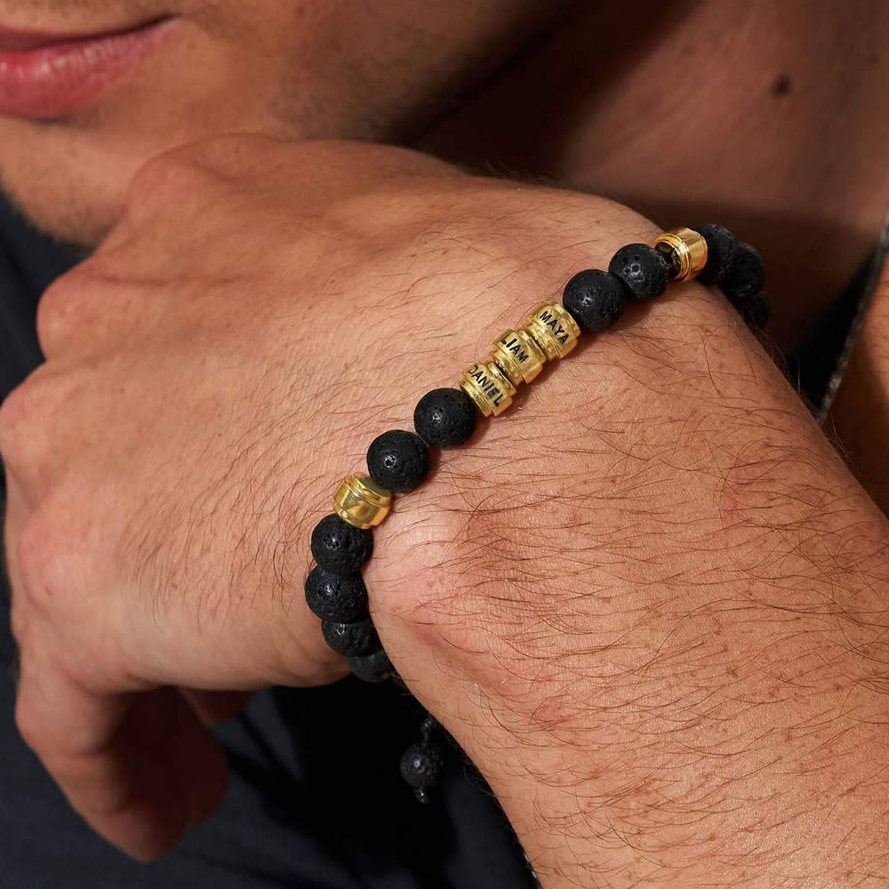Lava Stones & Custom Vermeil Beads - Men's Beaded Bracelet - Oak & Luna