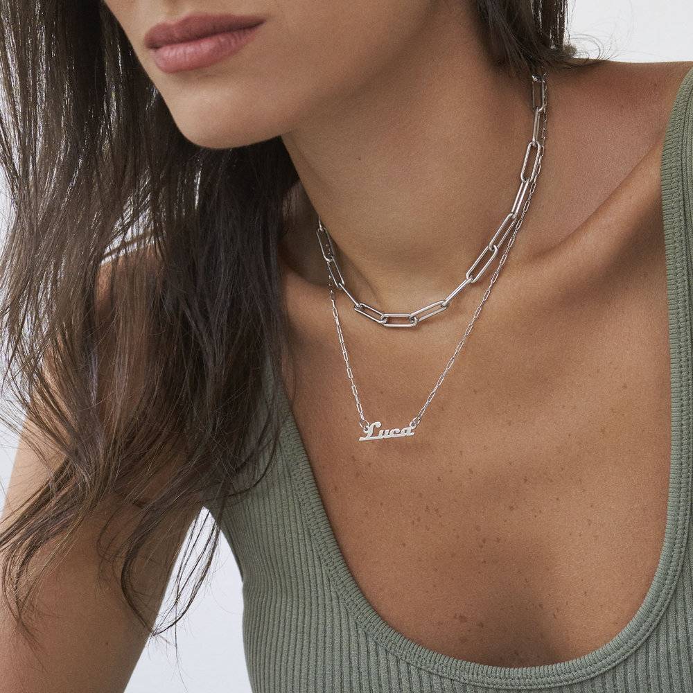 Link Chain Name Necklace- 14k White Gold - Oak & Luna