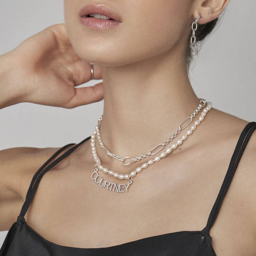 Lola Pearl Name Necklace Silver Oak And Luna