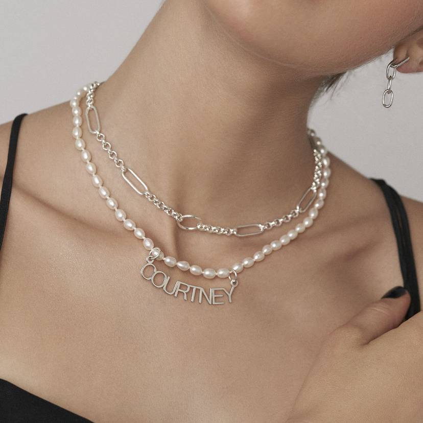 Lola Pearl Name Necklace Silver Oak And Luna