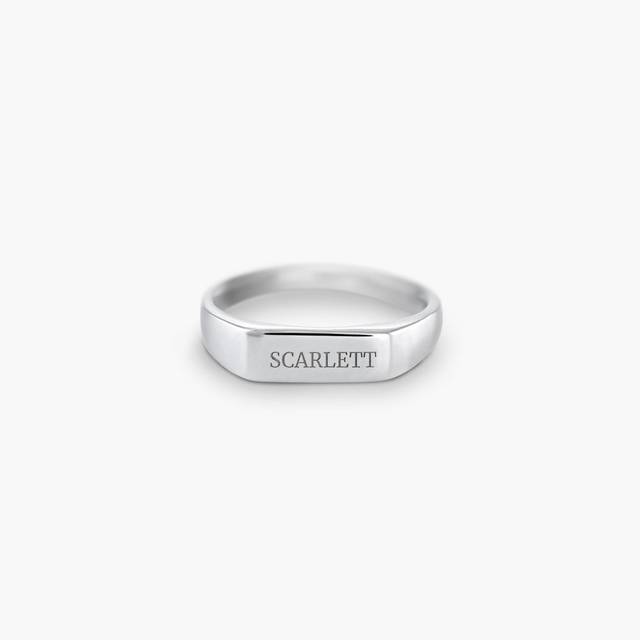 Luna Bar Name Ring - Silver - Oak & Luna