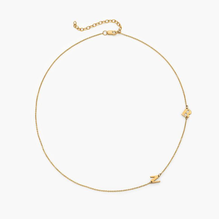Mini Initial Choker Necklace - 14K Solid Gold - Oak & Luna