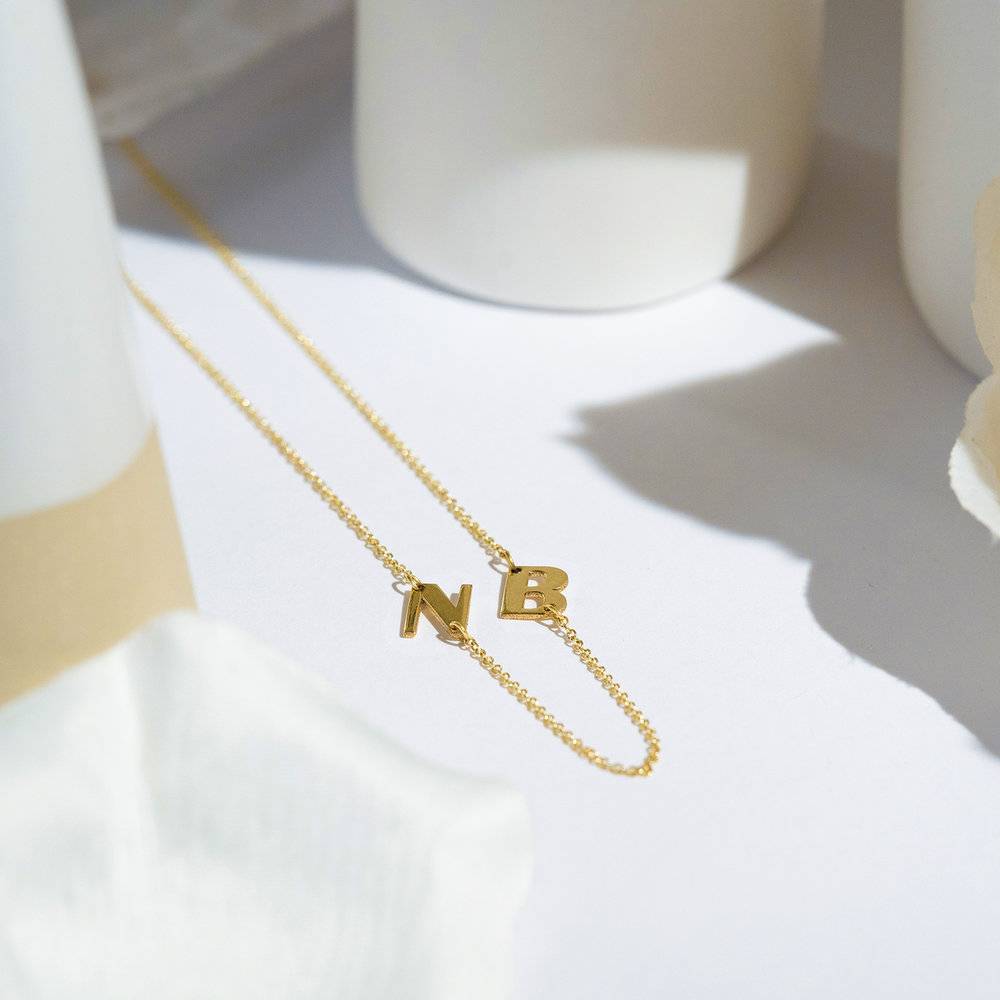 Mini Initial Choker Necklace - 14K Solid Gold - Oak & Luna