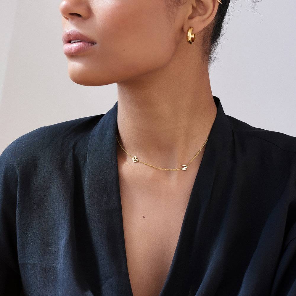 Mini Initial Choker Necklace - 14K Solid Gold - Oak & Luna