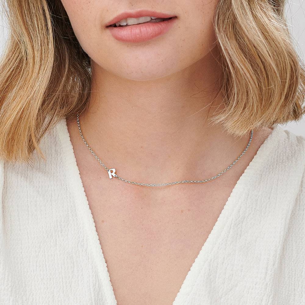 Mini Initial Choker Necklace - Sterling Silver - Oak & Luna