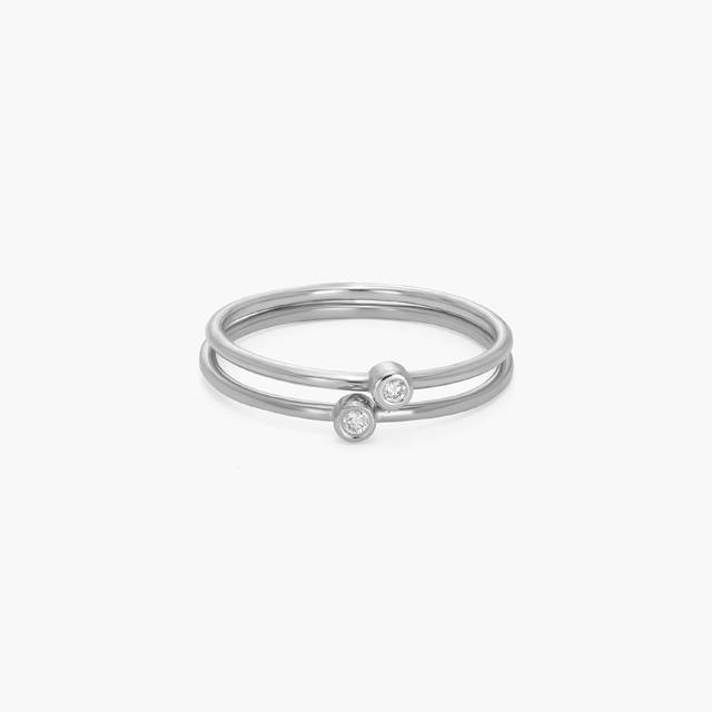 Mona Stackable Ring with Diamond - Silver - Oak & Luna