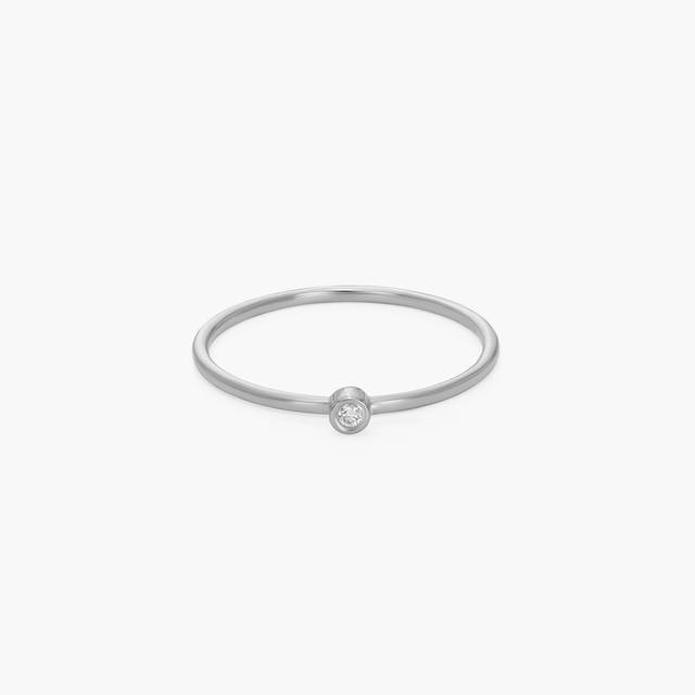Mona Stackable Ring with Diamond - Silver - Oak & Luna