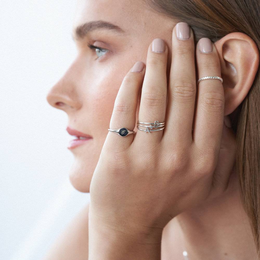 Mona Stackable Ring with Diamond - Silver - Oak & Luna