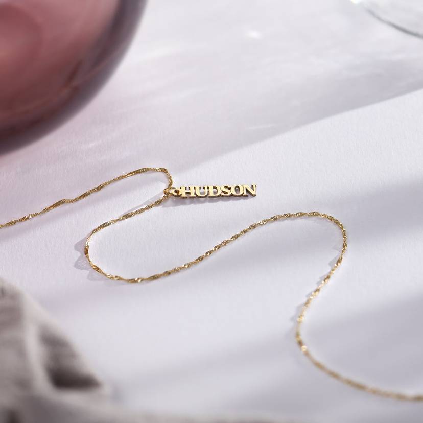 Singapore Chain Name Necklace - 14k Solid Gold - Oak & Luna
