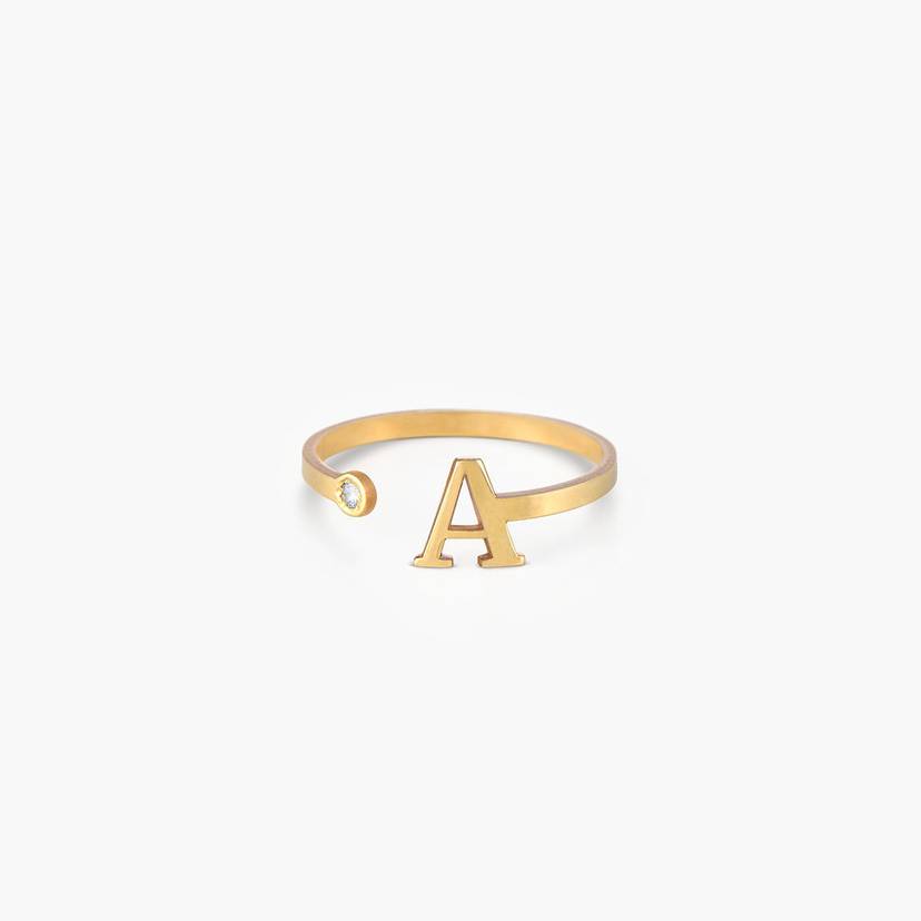 Tiny Initial Ring - 10K Solid Gold - Oak & Luna