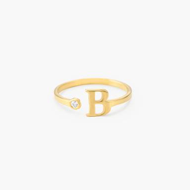 Tiny Initial Ring - Gold Vermeil - Oak & Luna