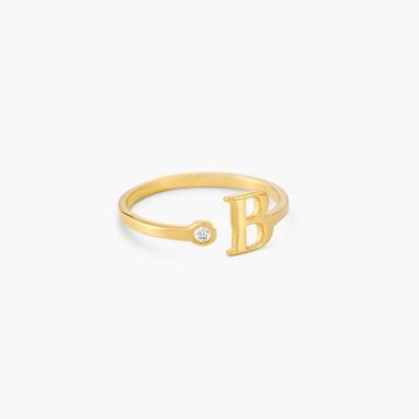 Tiny Initial Ring - Gold Vermeil - Oak & Luna