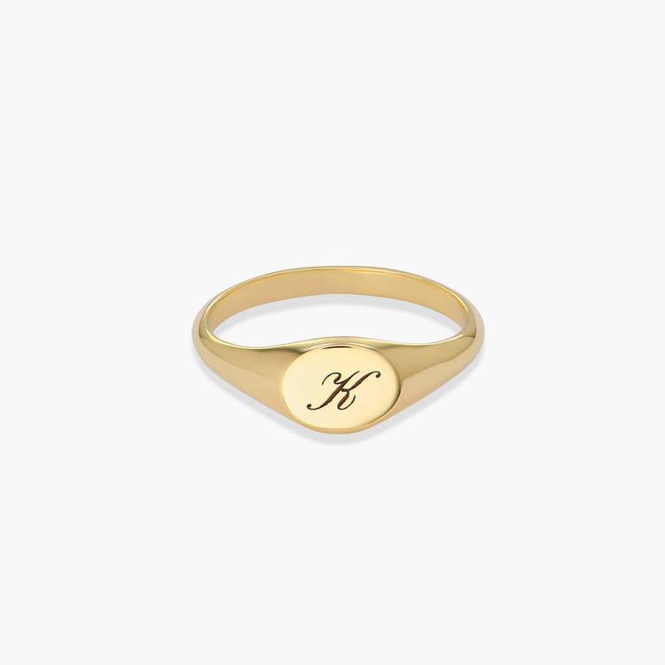Tony Custom Initial Ring - 14k Solid Gold - Oak & Luna