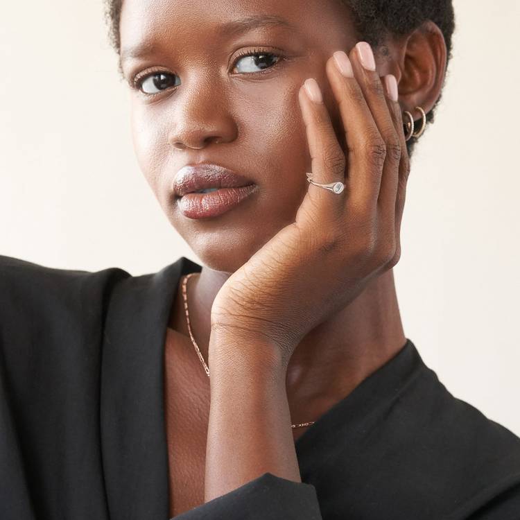 Tony Custom Initial Ring - Silver - Oak & Luna