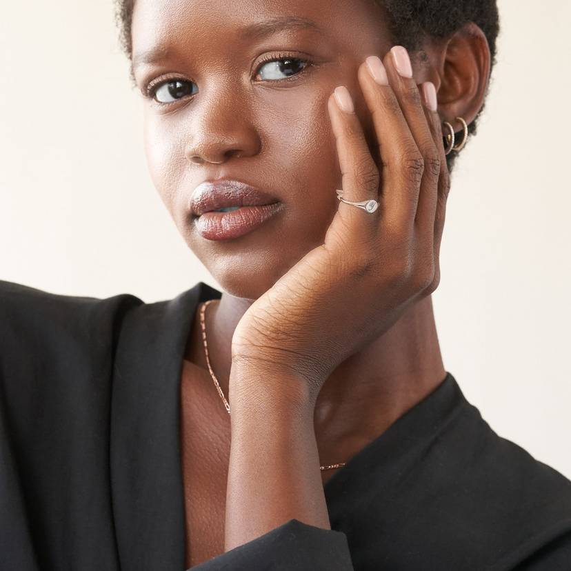 Tony Custom Initial Ring - Silver - Oak & Luna