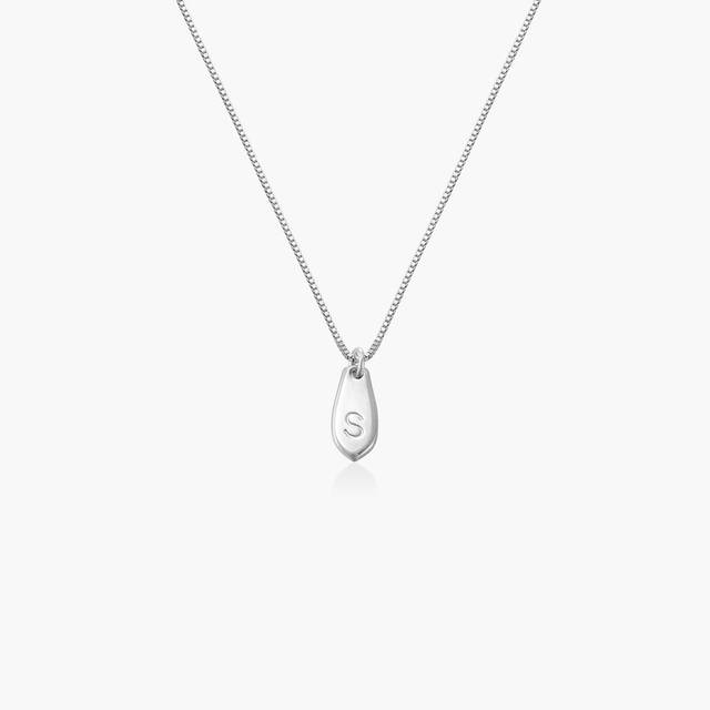 Willow Drop Initial Necklace - Silver - Oak & Luna