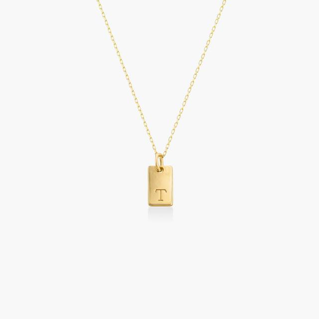 Willow Tag Initial Necklace - 10K Solid Gold - Oak & Luna