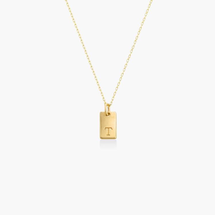 Willow Tag Initial Necklace - 10K Solid Gold - Oak & Luna