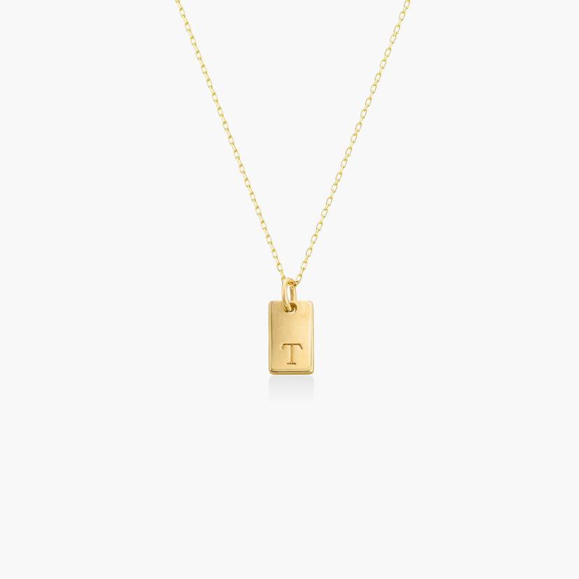 Willow Tag Initial Necklace - 10K Solid Gold - Oak & Luna